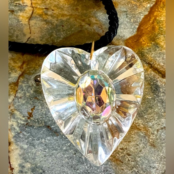 Avon | Jewelry | Vintage Avon Heart Pendant On Black Rope Necklace ...